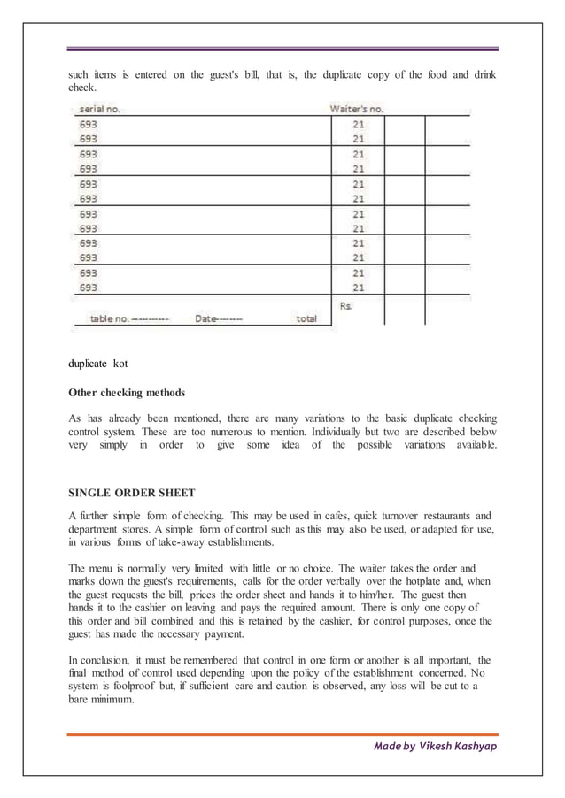 Kitchen order ticket | DOCX