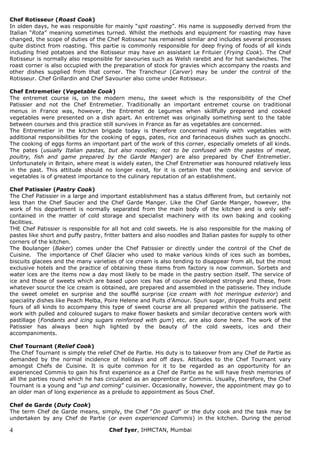 Kitchen organization&duties and resposibilitis of various chefs. | PDF