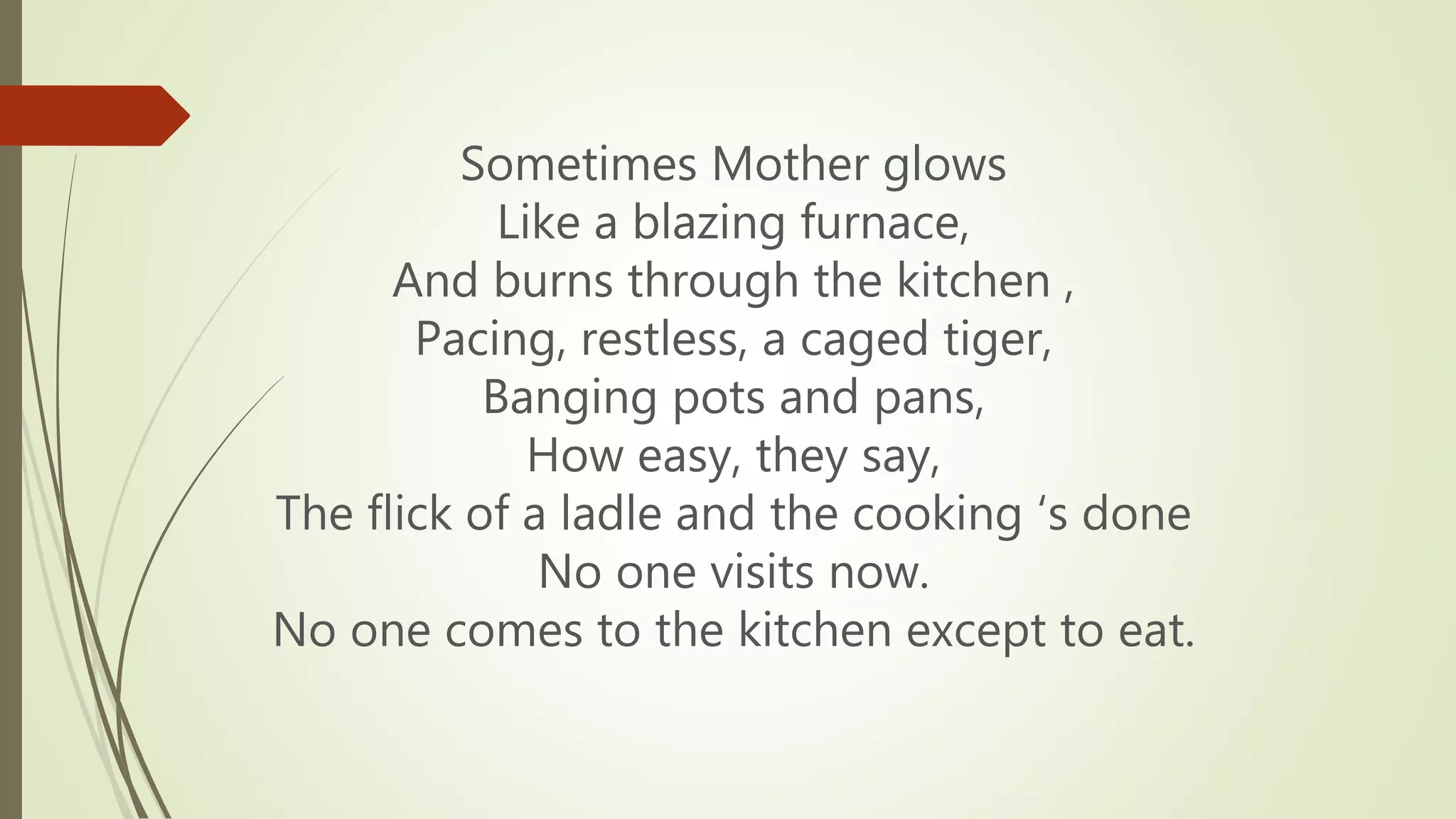 English Kitchen Poem by Vimala with Analysis. | PPTX