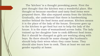 English Kitchen Poem by Vimala with Analysis. | PPTX