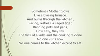 English Kitchen Poem by Vimala with Analysis. | PPTX