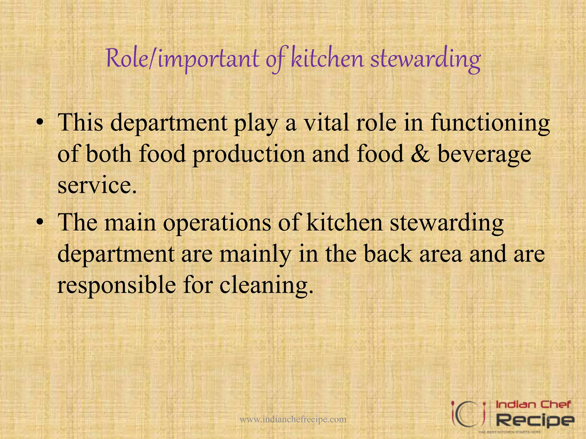 Kitchen stewarding department | PPTX