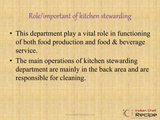 Kitchen stewarding department | PPTX