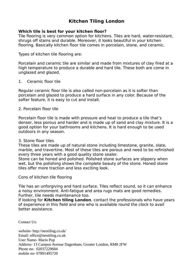 Kitchen tiling london | PDF