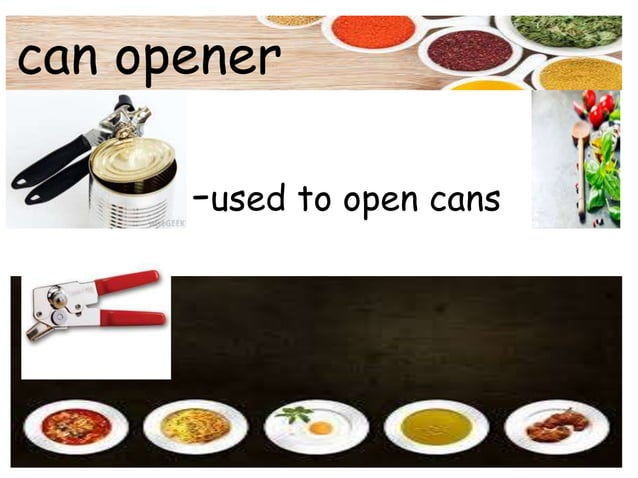 Kitchen tools and equipment | PPTX | Cooking | Food & Drink