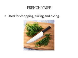 Kitchen tools and equipment needed in preparing appetizers cookery12.pptx