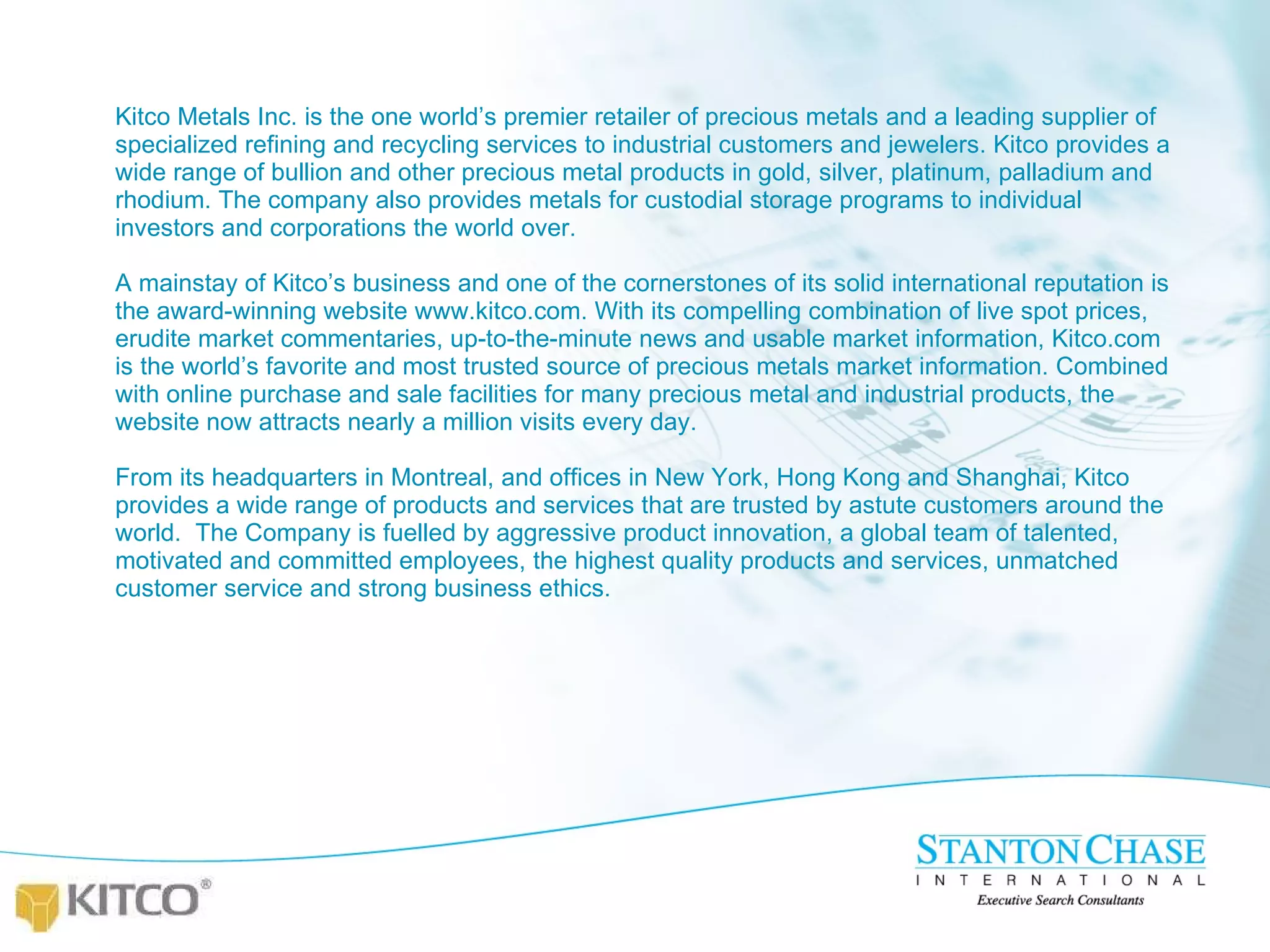 CFO, Kitco Metals | PPT