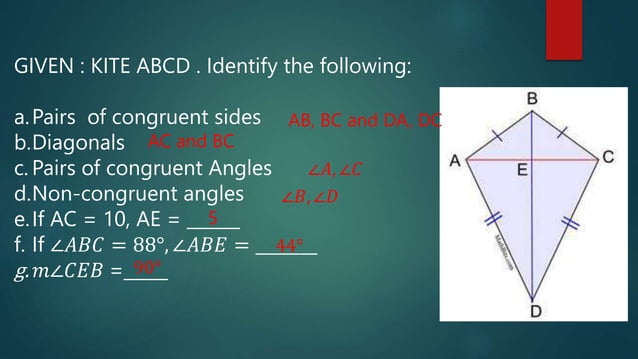 Solving Problems Involving A Kite Grade 9 Pptx
