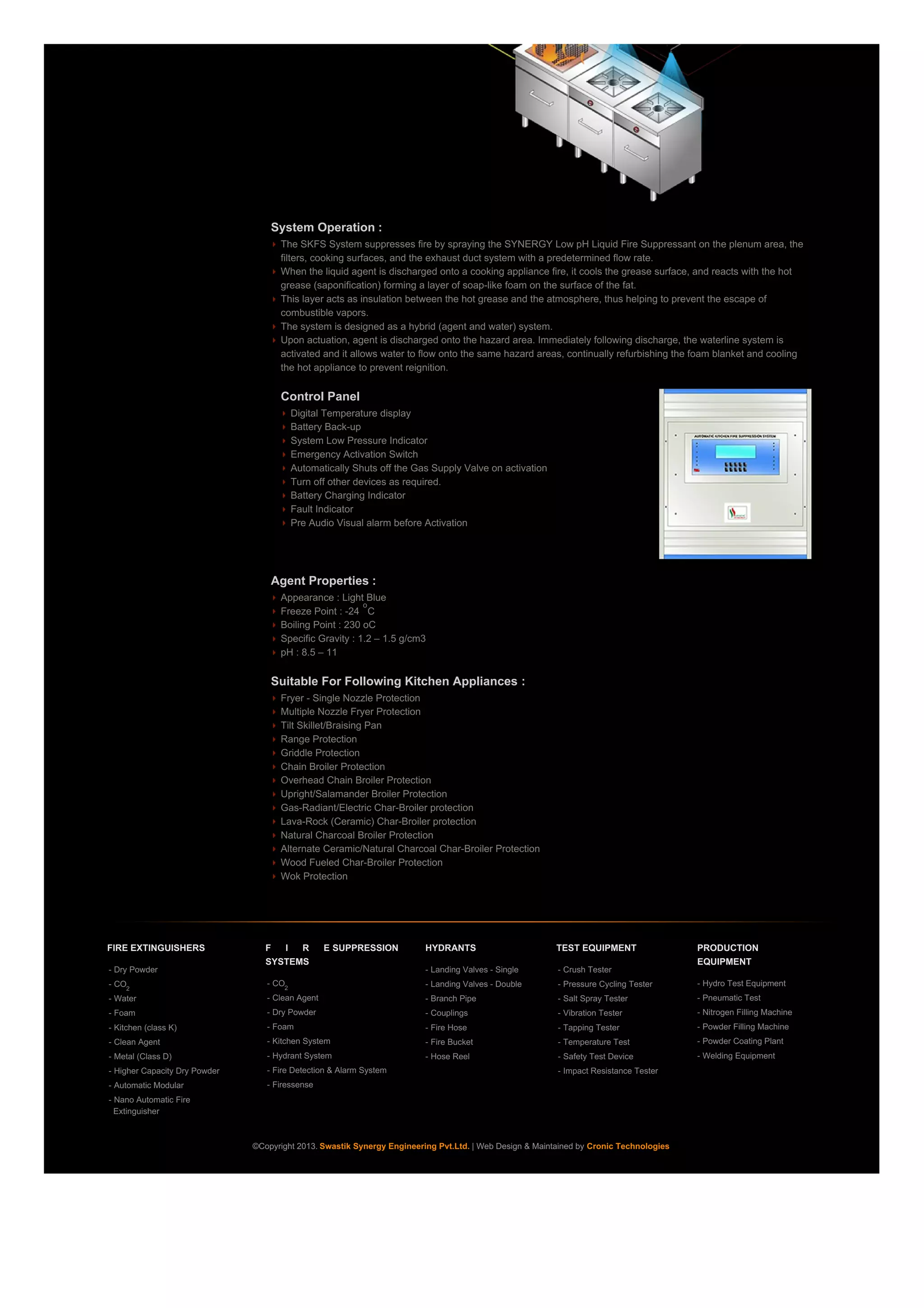 Kitchen Fire Suppression System - Swastik Synergy | PDF