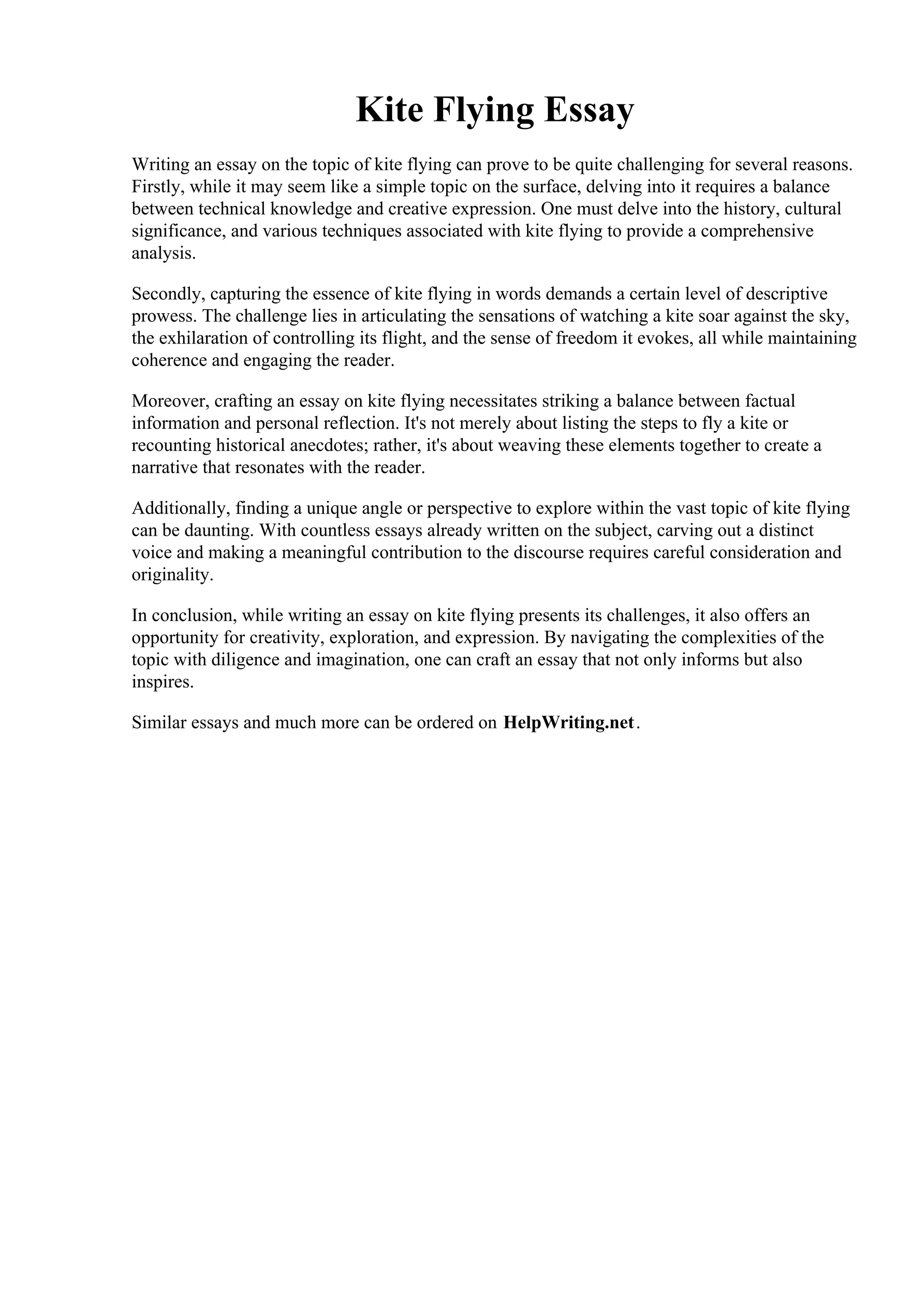 Kite Flying Essay | PDF