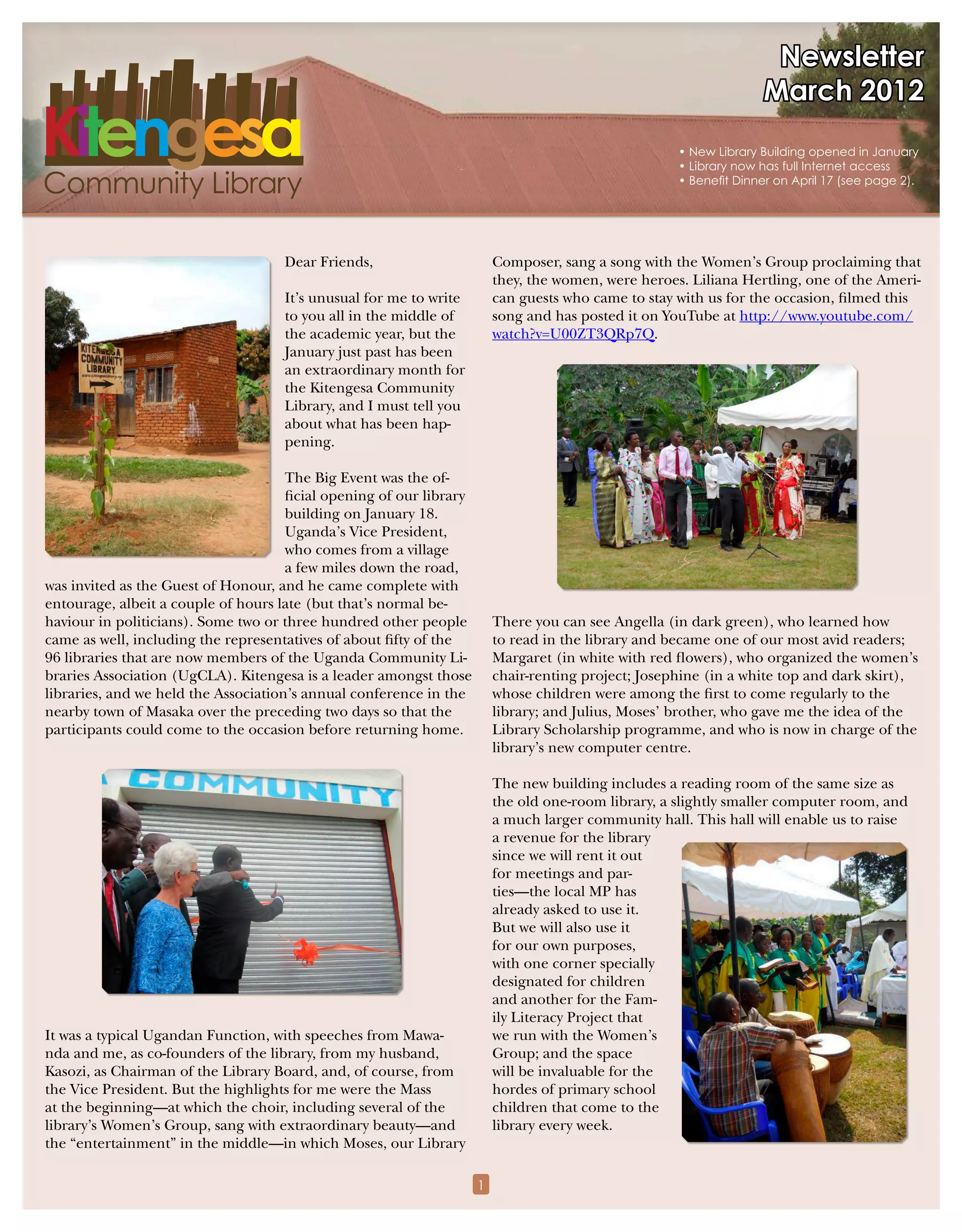 Kitengesa Community Lilbrary newsletter March 2012 | PDF