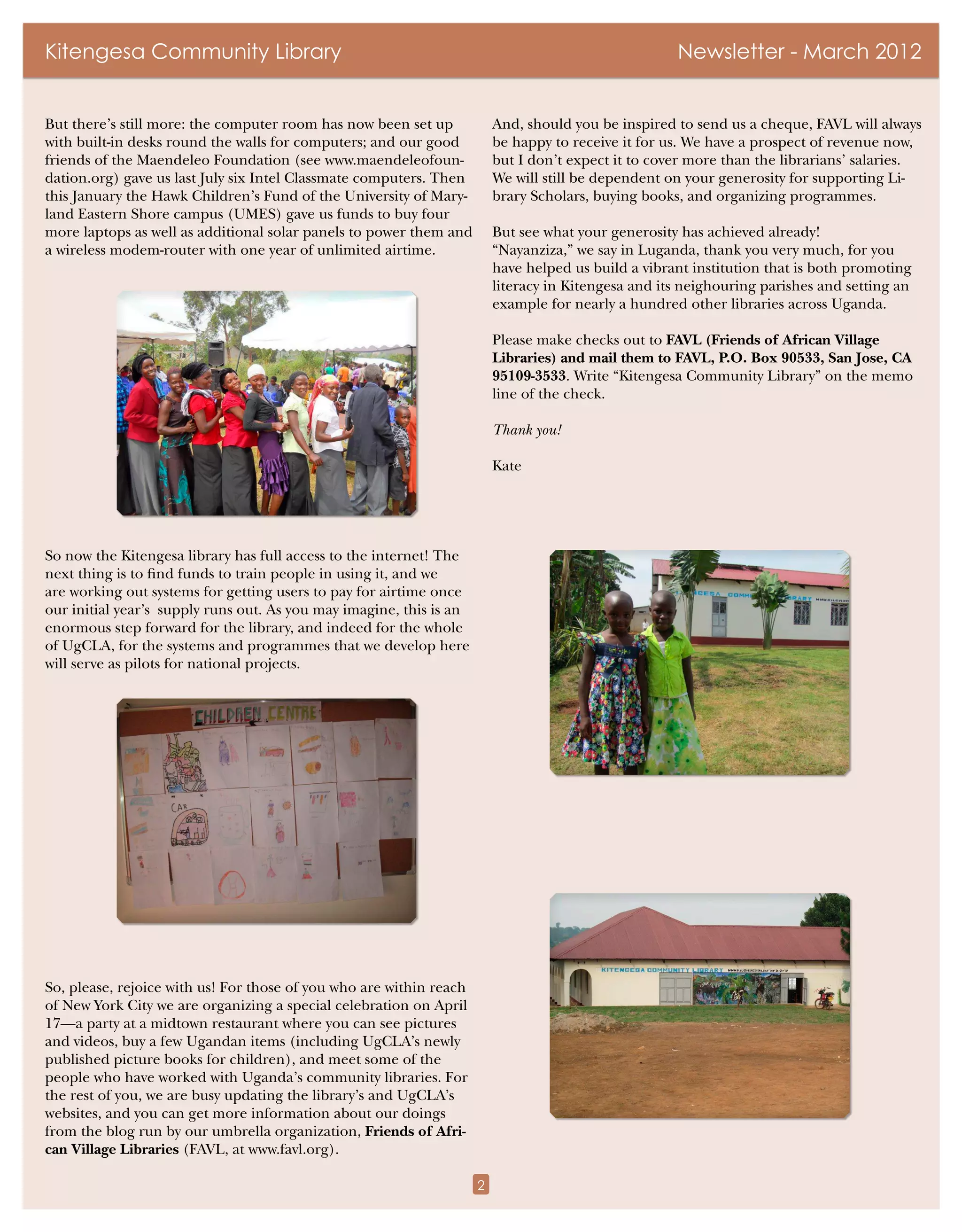Kitengesa Community Lilbrary newsletter March 2012 | PDF