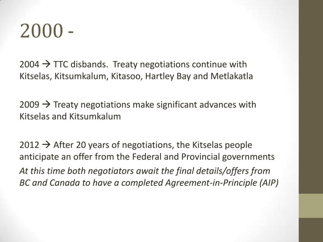 Kitselas Historic Timeline | PPTX