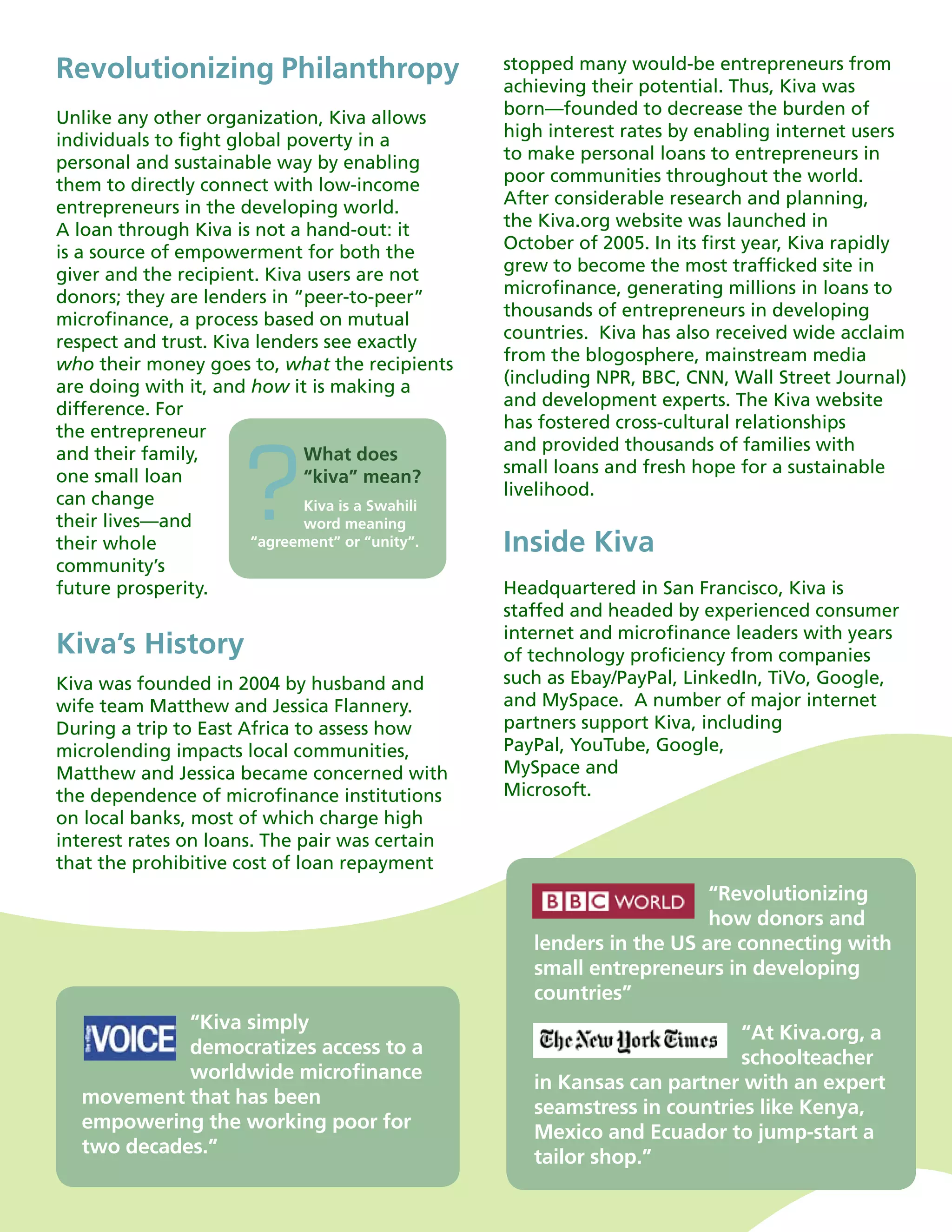 Kiva brochure 6.1.07