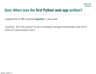 Kiwi PyCon 2011 - Audrey Roy Keynote Speech | PPT