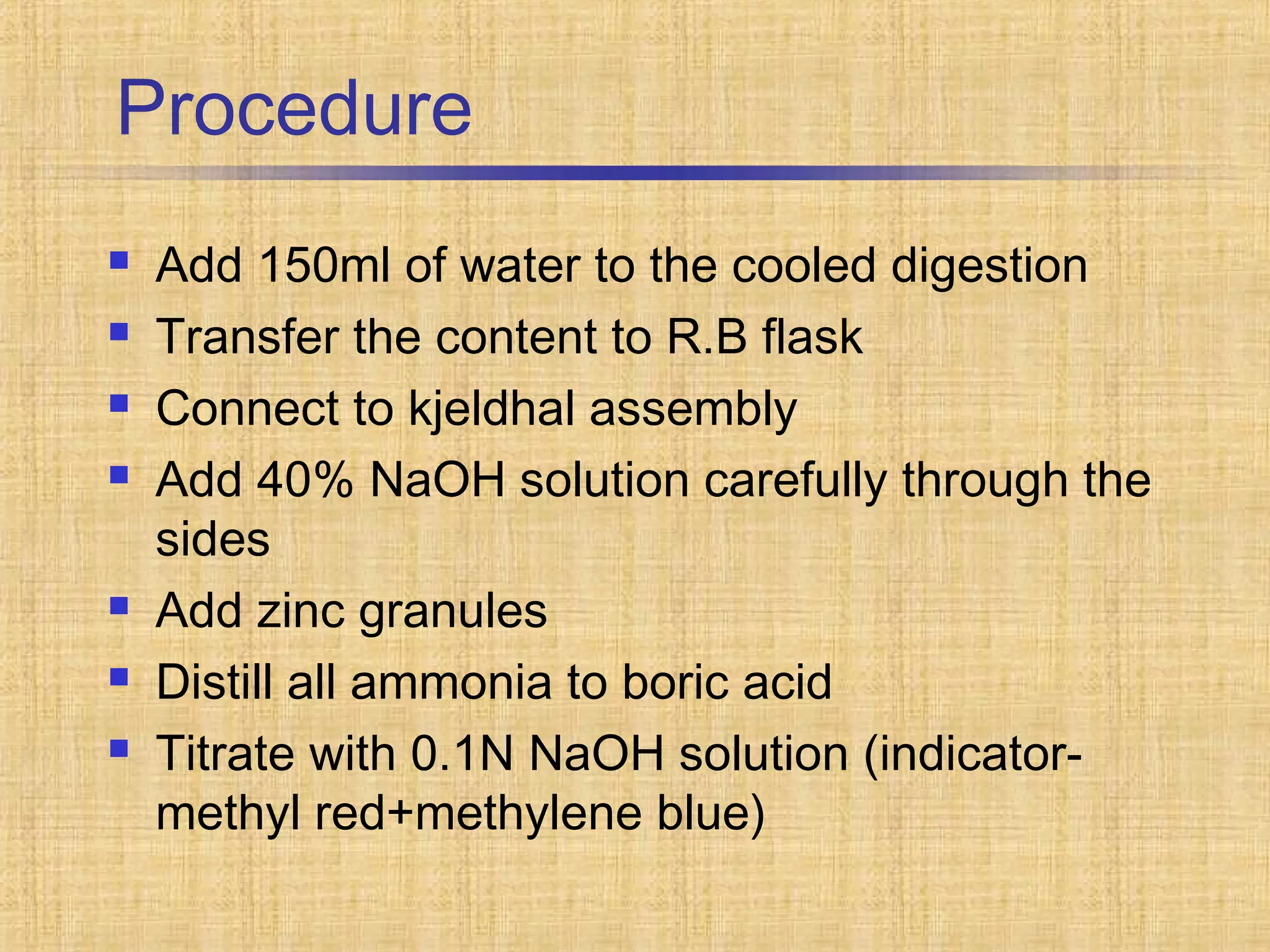 Protein Analysis - Kjeldhal | PPT