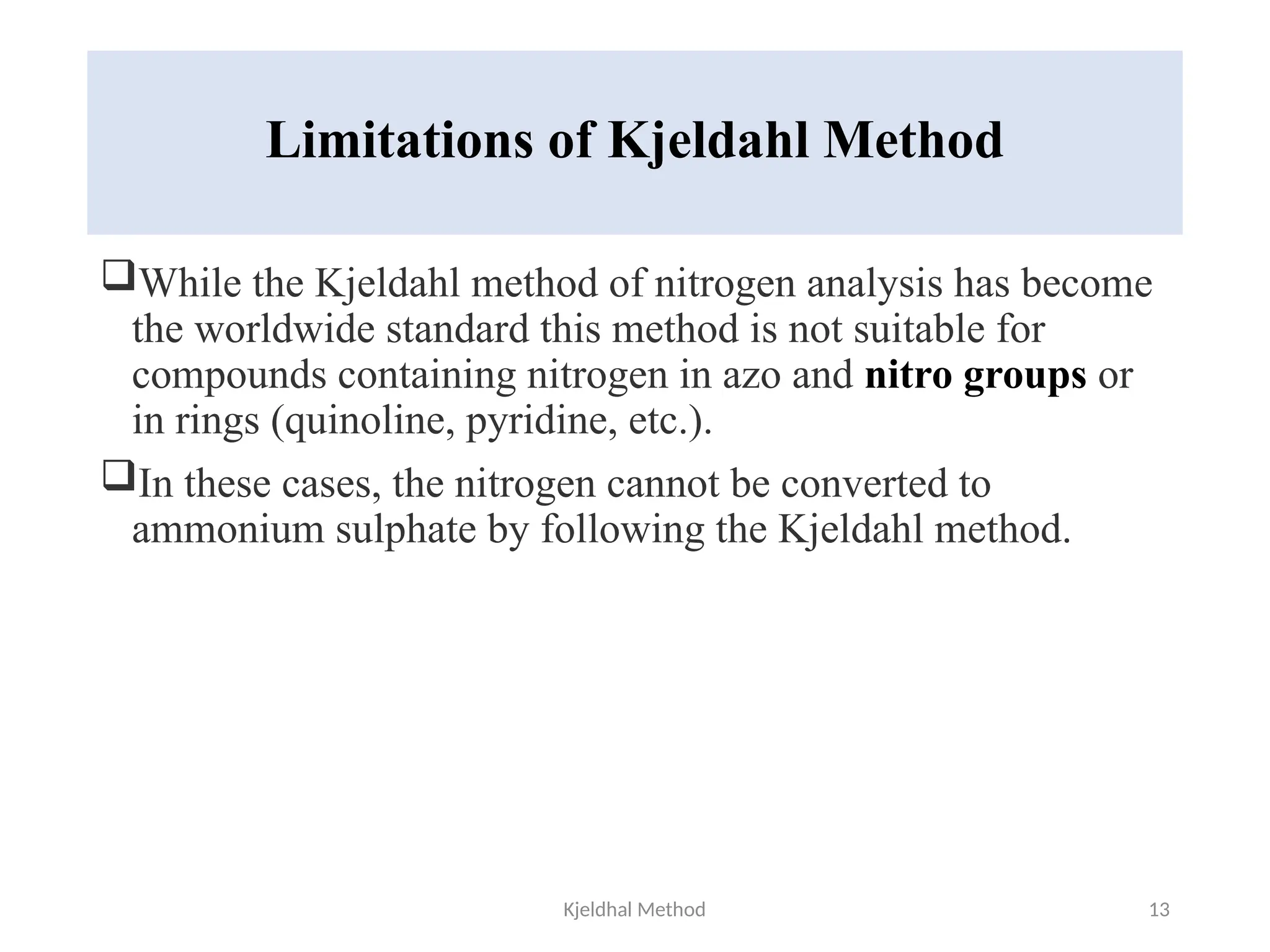 kjeldhal method to determine the nitrogen content in food | PPTX