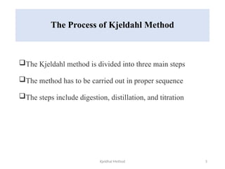 kjeldhal method to determine the nitrogen content in food | PPTX