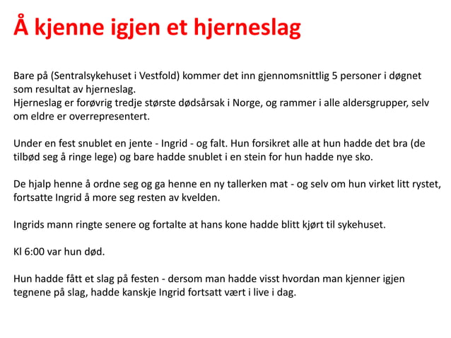 Å kjenne igjen et hjerneslag | PPTX