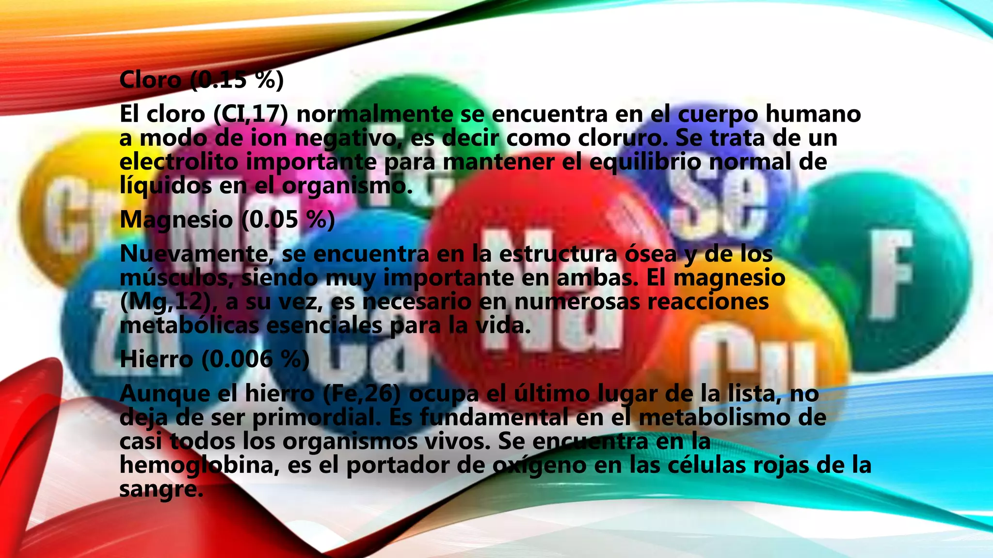 Los 12 elementos Quimicos de cuerpo humano | PPTX | Chemistry | Science