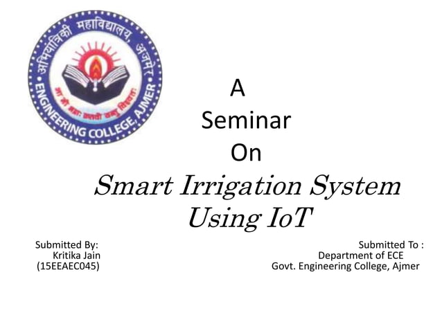 Smart Irrigation System Using IoT | PPTX | Agriculture | Industries