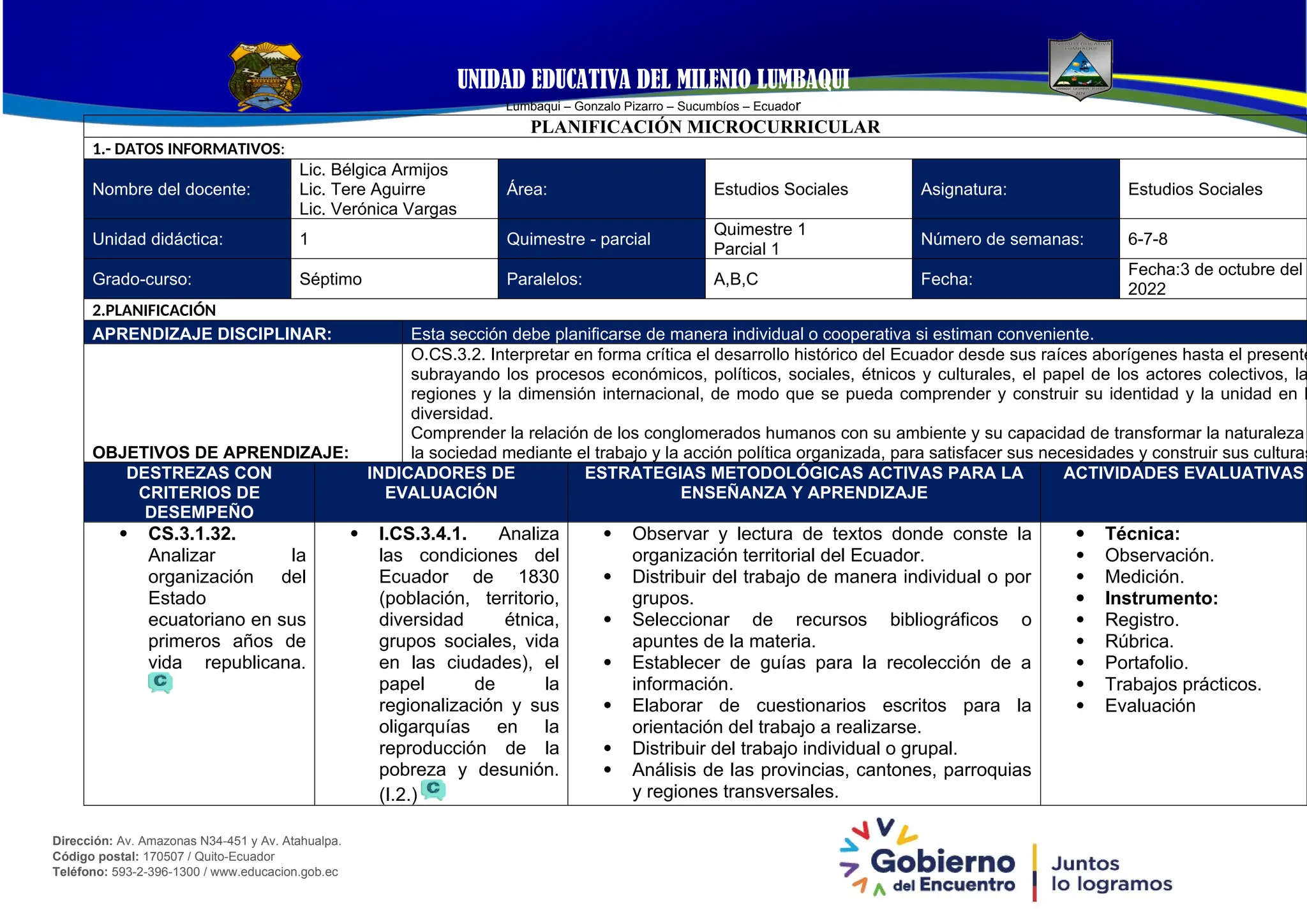 Pud de estudios sociales de séptimo grado | DOCX