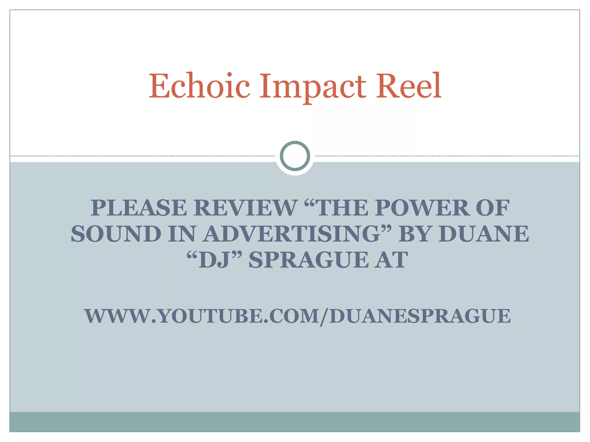The Power Of Sound In Advertising--Duane Sprague | PPT | Music ...
