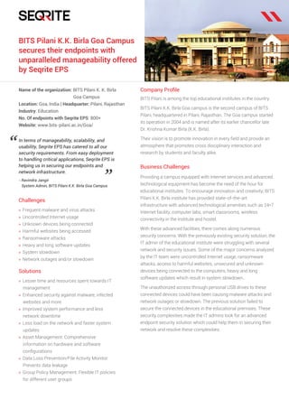 BITS Pilani K. K. Birla, Goa Campus (Seqrite) | PDF
