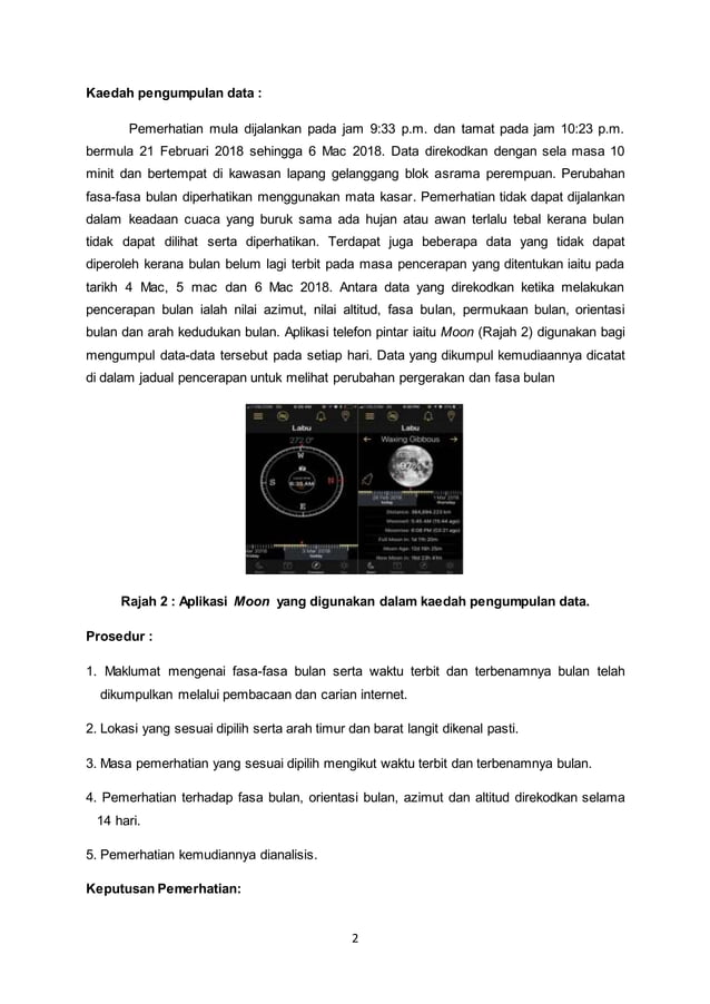 Kerja kursus Amali bulan | PDF