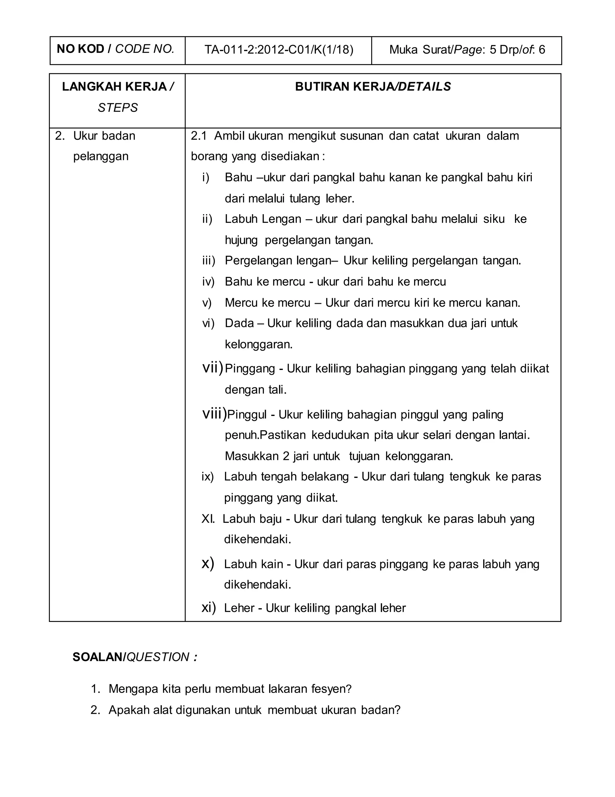 Kertas Kerja C01 l2 Lakar Ukur kurung kontemporari | DOCX