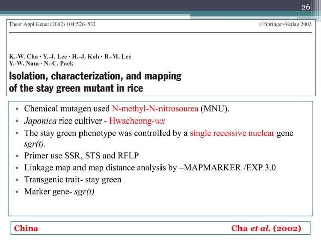 GENOMICS OF STAY GREEN TRAITS AND THEIR UTILITY IN CROP IMPROVEMENT ...