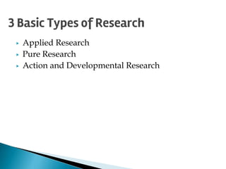 MELJUN CORTES research lectures_types_of_research | PPT