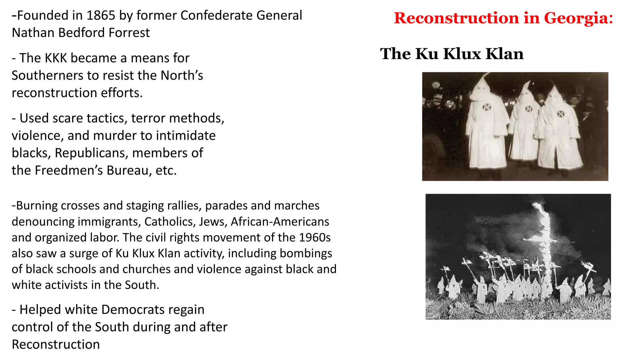 KKK and Freedmen's Bureau | PPTX