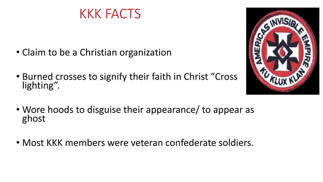 KKK and Freedmen's Bureau | PPTX