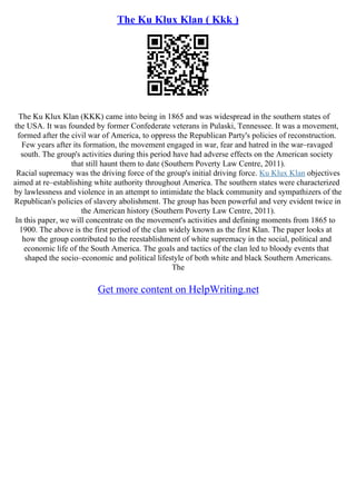 Kkk Essay | PDF | Politics