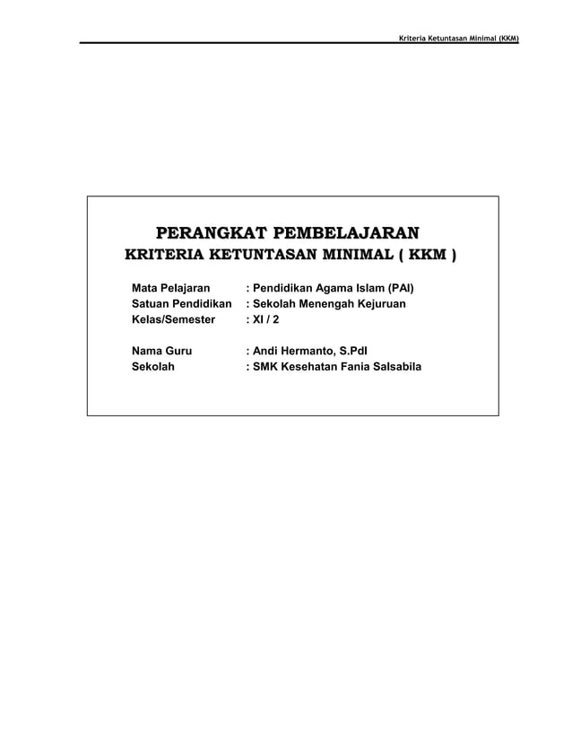 Kkm pai-kelas-XI-smt-2 | DOC