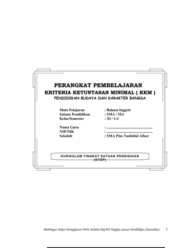 Kkm bahasa inggris kelas xi | PDF