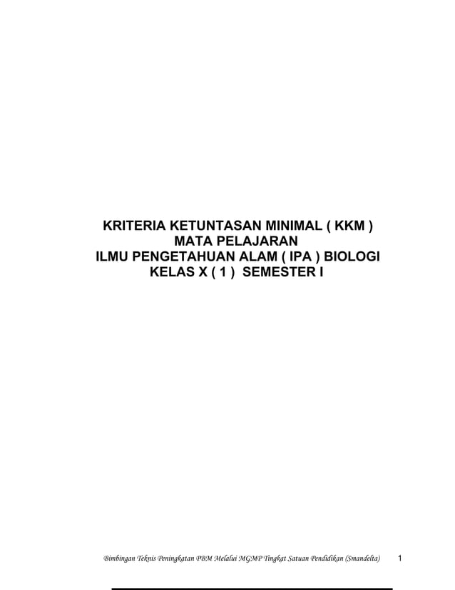Kkm biologi kelas x | PDF