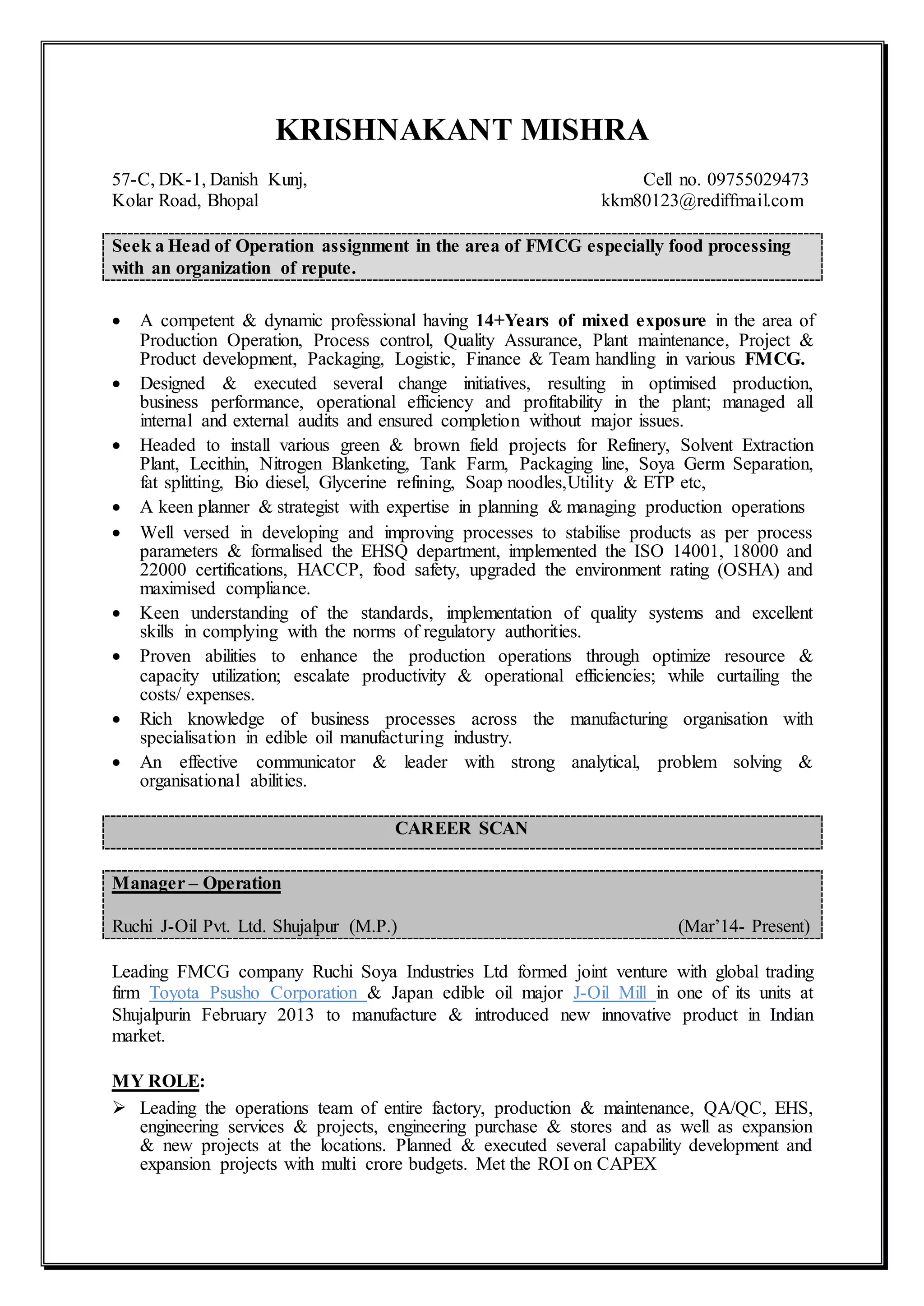 Kk mishra cv_fmcg | DOCX