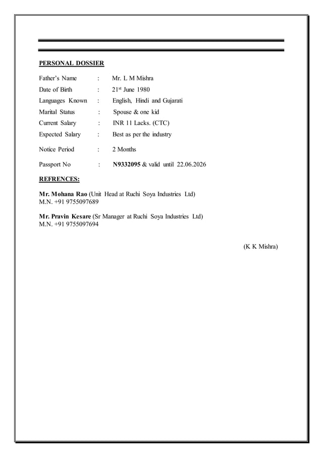 Kk mishra cv_fmcg | DOCX