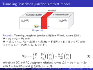 Justification of canonical quantization of Josephson effect in various ...