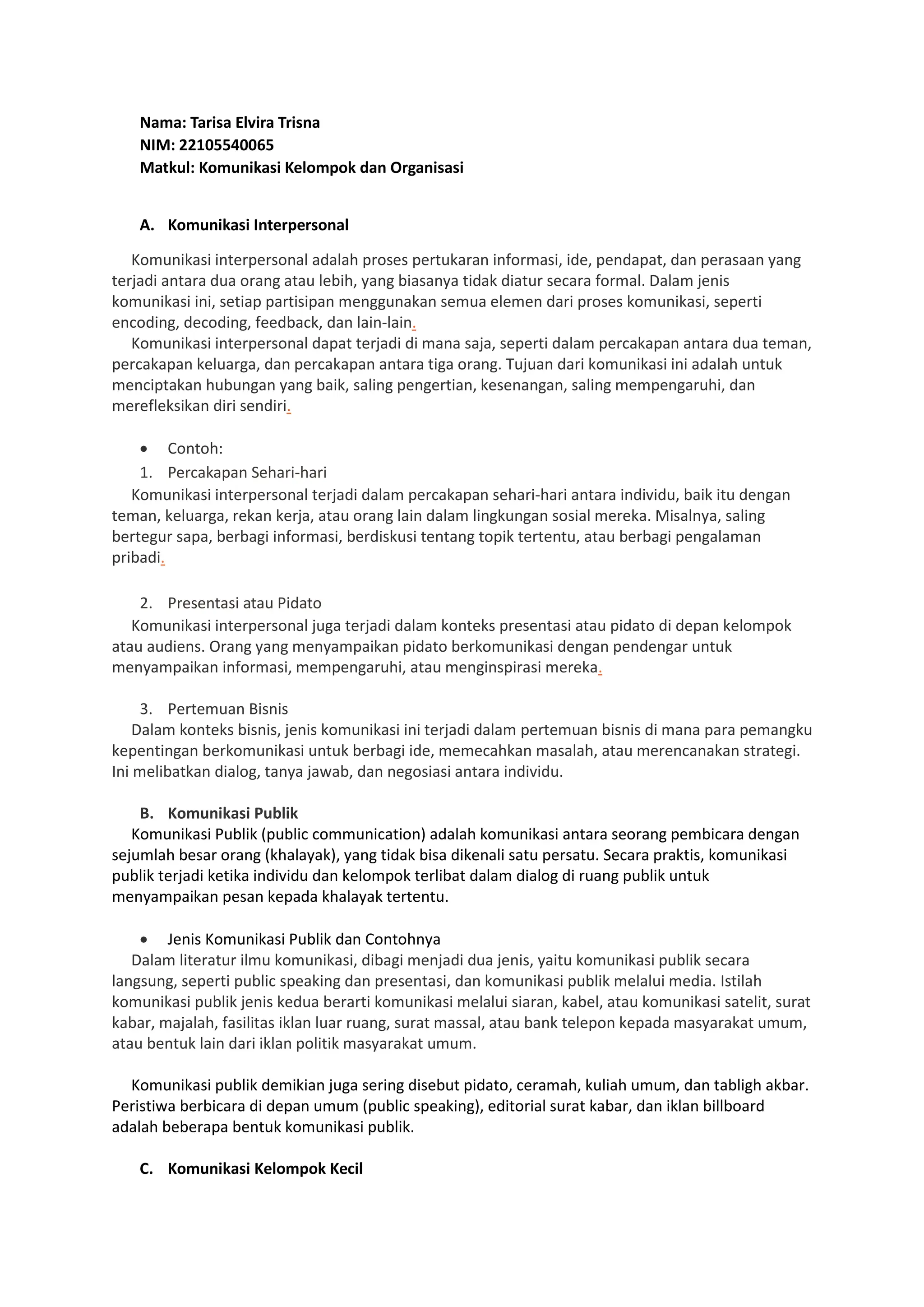 Komunikasi Kelompok dan Organisasi-Tarisa.docx