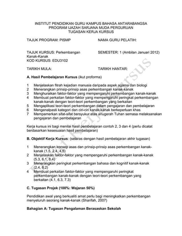 KKBI Contoh Kerja Kursus IPG 2012 | PDF