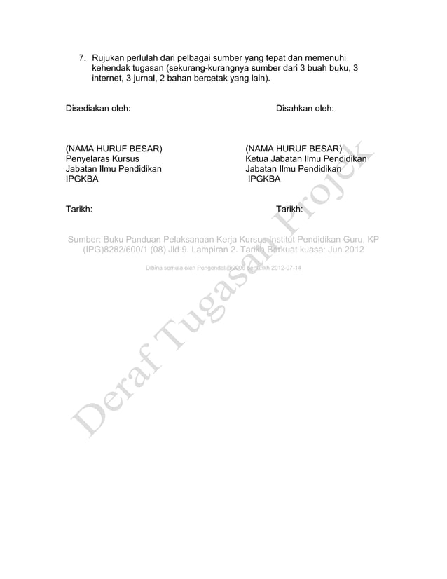 KKBI Contoh Tugasan Projek IPG | PDF