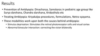 Ayurveda treatment and Eye exercises in Amblyopia | PPTX