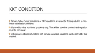 Quadratic Programming : KKT conditions with inequality constraints | PPTX