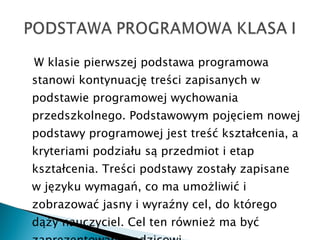 Klasa I podstawa programowa | PPT