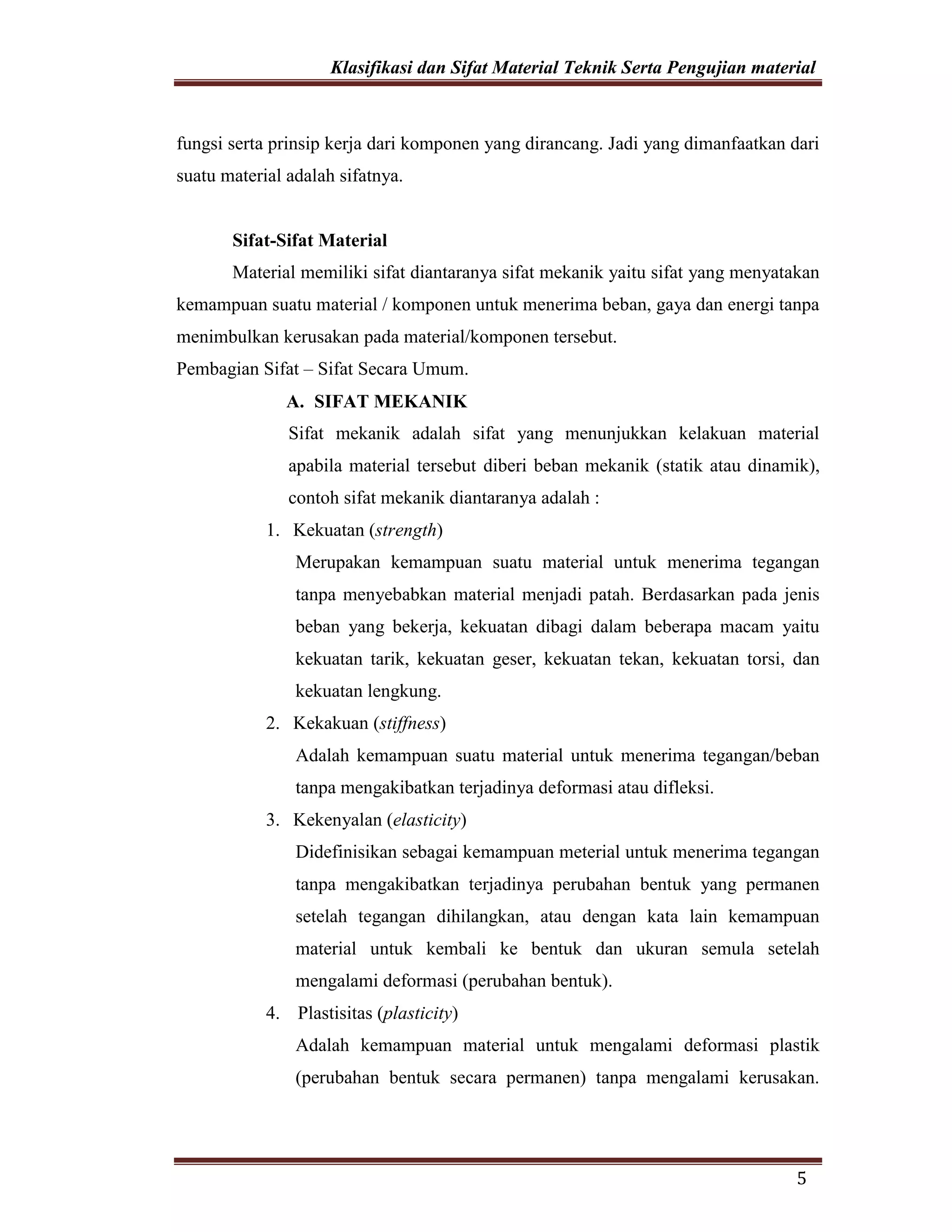 KLASIFIKASI DAN SIFAT MATERIAL TEKNIK SERTA PENGUJIAN MATERIAL.pdf
