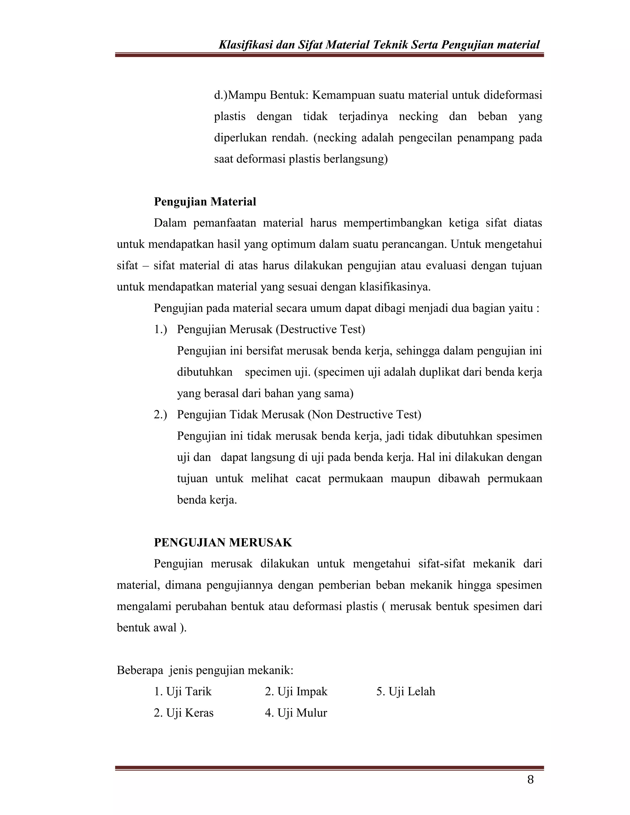 KLASIFIKASI DAN SIFAT MATERIAL TEKNIK SERTA PENGUJIAN MATERIAL.pdf