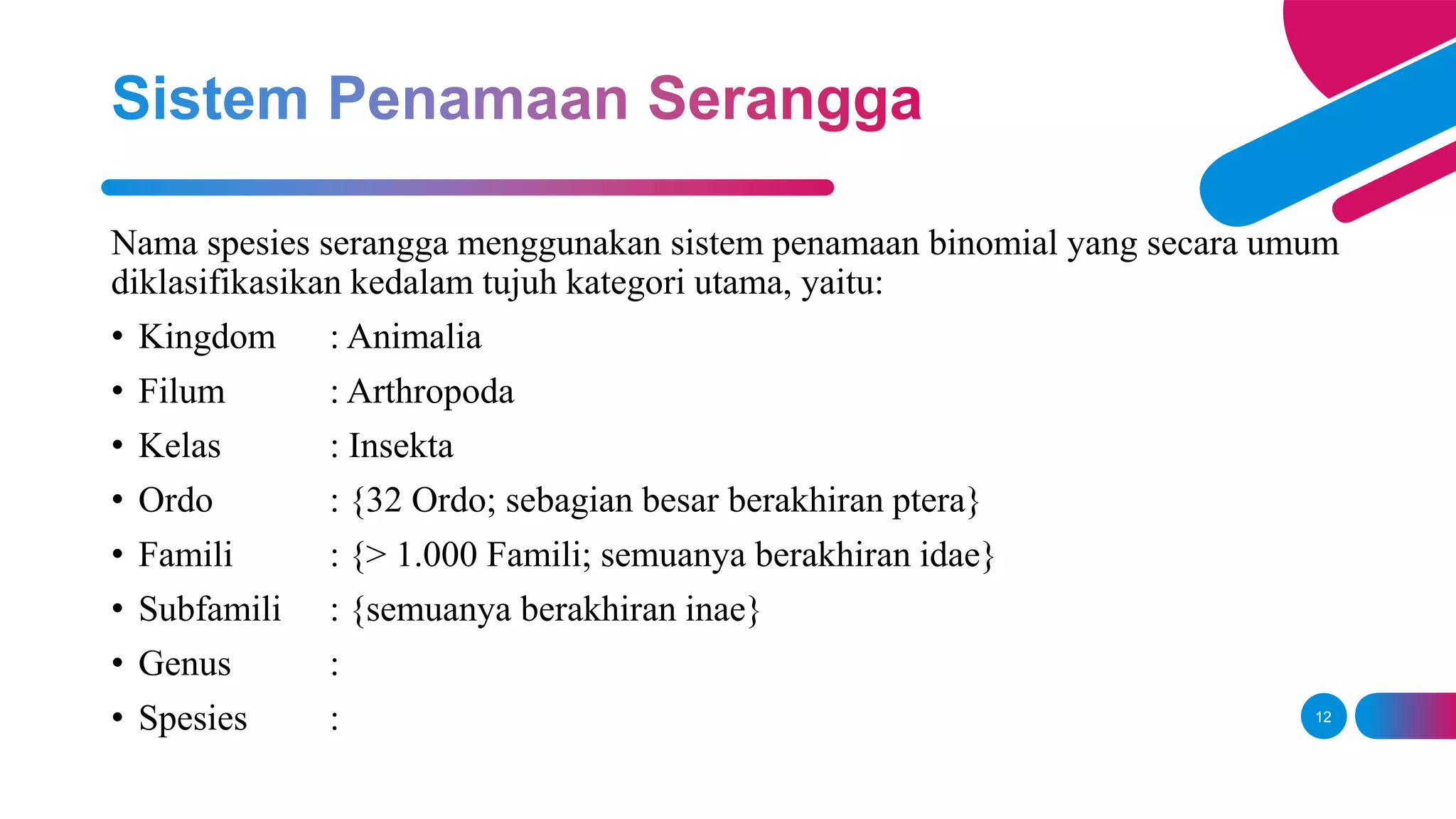 Klasifikasi dan sistem penamaan serangga | PPTX